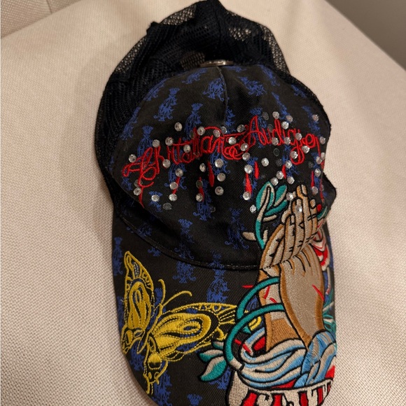 Ed Hardy | Accessories | Ed Hardy Black Cap With Colorful Embroidery ...
